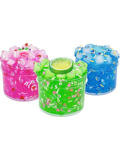 Jelly Cube Crunchy Slime 3 Pack Clear Slime Kit Super Soft And Non