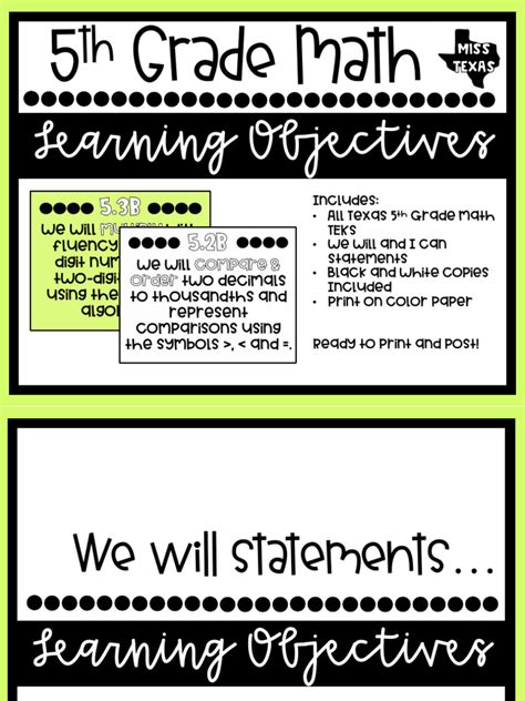 We Will Bw Math Learning Objectives Pdf Mathematics Arithmetic