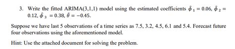 Solved 3 Write The Fitted Arima311 Model Using The