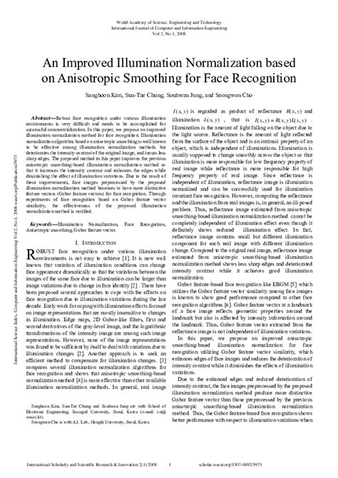 Pdf An Improved Illumination Normalization Based On Anisotropic