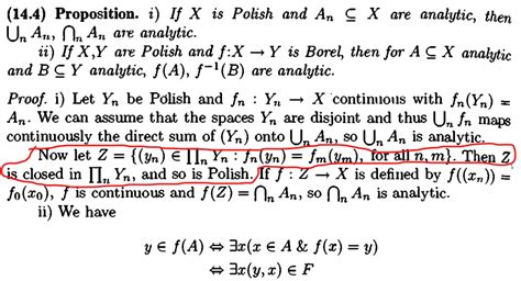 proof explanation why is this set z in pi n y n closed