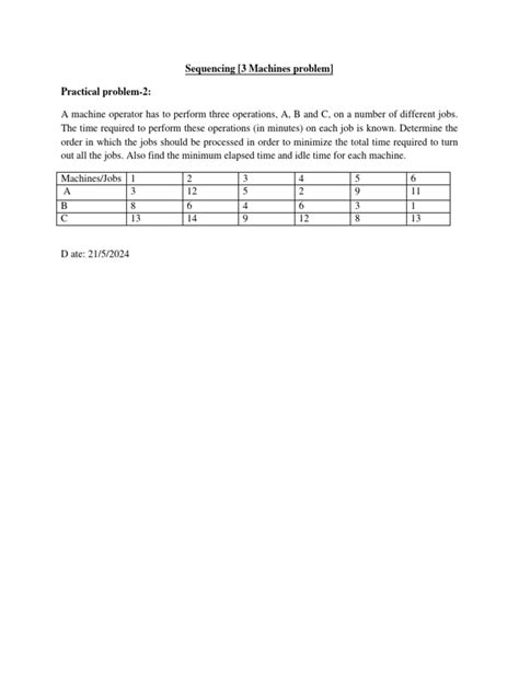 Sequencing Problem 3machines Pdf