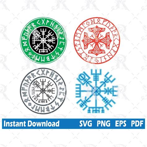 Viking Vegvisir Compass Svg Symbol Of Protection Runic Compass