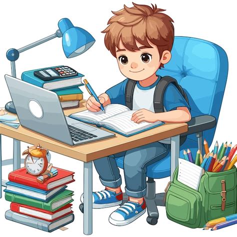 Boy Desk With Notebook Vectors And Illustrations For Free Download Freepik