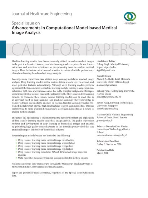 pdf call for papers for the special issue on advancements in