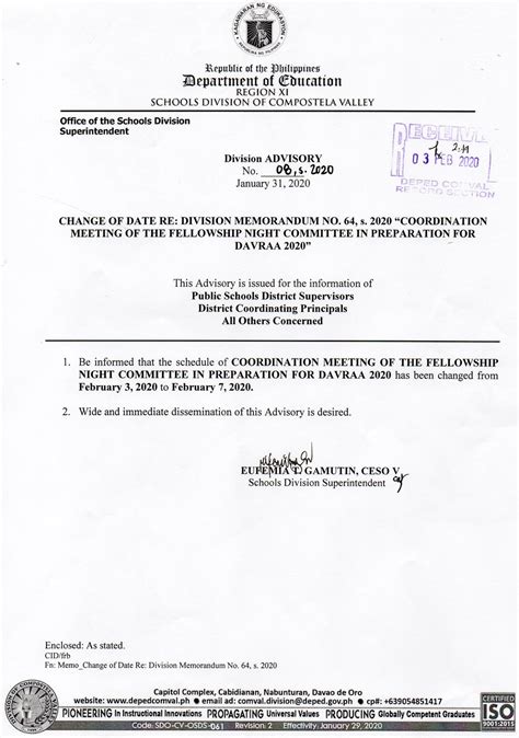 In Deped Davao De Oro Curriculum Implementation Division Facebook