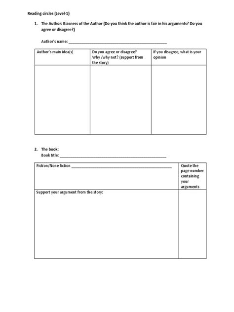 Reading Circle Level 1 Analysis Of The Author Pdf Behavioural Sciences Cognitive Science