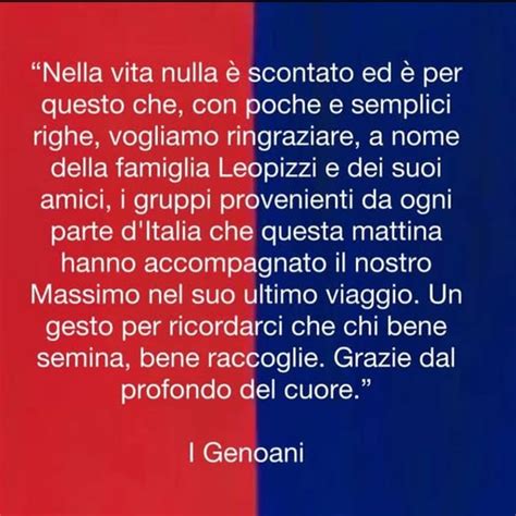 I Genoani «grazie Dal Profondo Del Cuore A Tutti Quelli Che «hanno Accompagnato Massimo