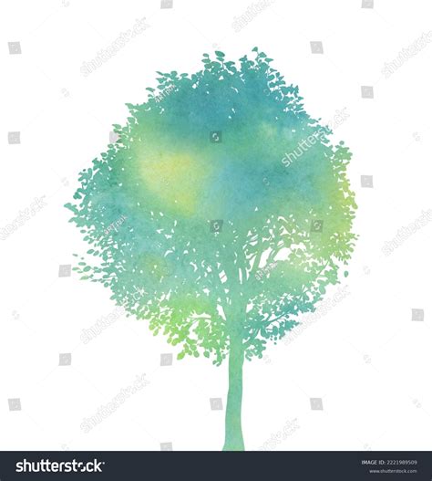 Watercolor Tree Silhouette Isolated On White Stock Illustration