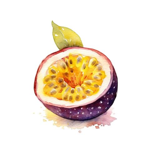 Premium Photo Fresh Organic Passion Fruit Square Watercolor Illustration