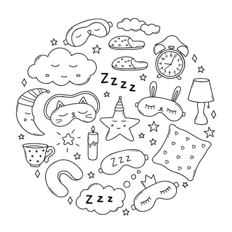 Premium Vector Sleep Doodle Set Good Night Symbols In Sketch Style