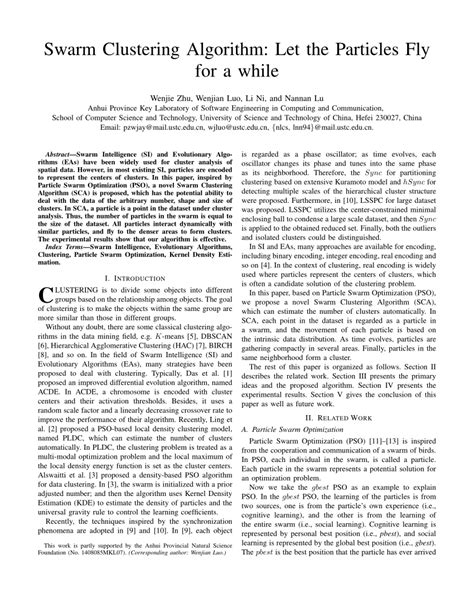 pdf swarm clustering algorithm let the particles fly for a while