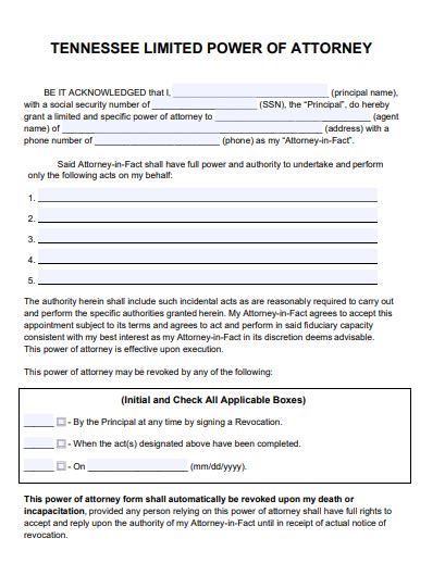 9 Free Tennessee Tn Power Of Attorney Form Download How To Create