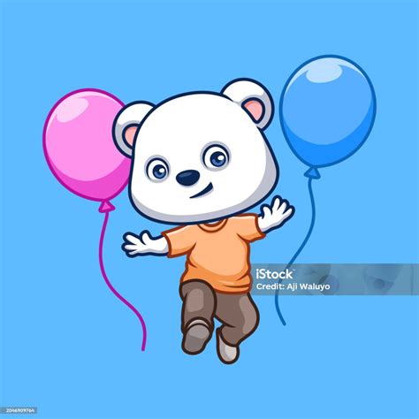 Ulang Tahun Beruang Kutub Lucu Kartun Karakter Ilustrasi Ilustrasi Stok