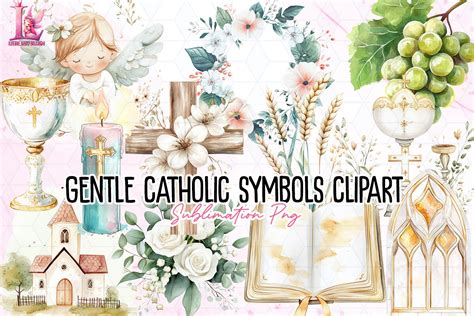 Gentle Catholic Symbols Clipart Png Graphic By Little Lady Design
