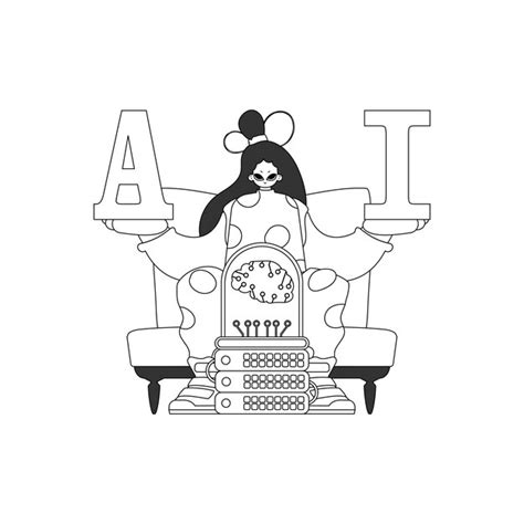 Premium Vector She Grasps The Representation Of Ai Focused On Vector