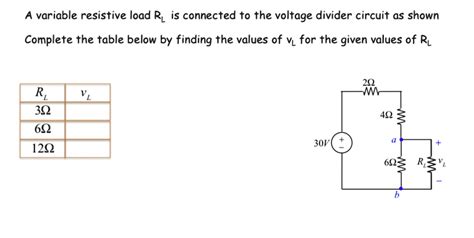 solved a variable resistive load rl is connected to the voltage