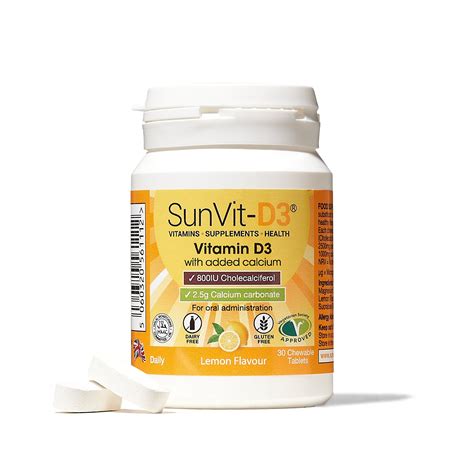 1000mg Calcium Tablets With Vitamin D3 Sunvit D3