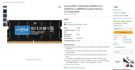 Crucial Ddr5 Sodimm Module For Laptops With 12gb Capacity Appears On