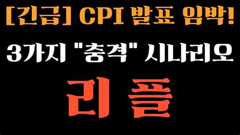 리플 코인 긴급 Cpi발표 임박 3가지 충격 시나리오 지금빨리보세요 신규속보 리플목표가 리플코인 리플전망 리플코인전망 리플코인목표가 리플