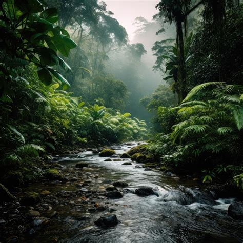 Exploración De La Selva Tropical Con Diversa Flora Y Fauna Foto Premium