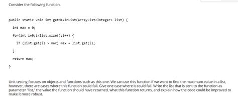 Solved Consider The Following Function Public Static Void Chegg Com