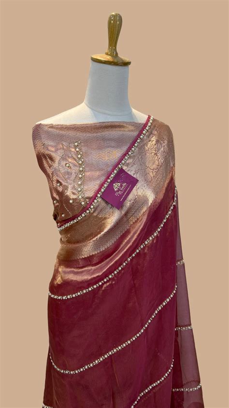 Pure Kora Tissue Silk Banarasi Saree Handwork Motifs The Crafts Banaras