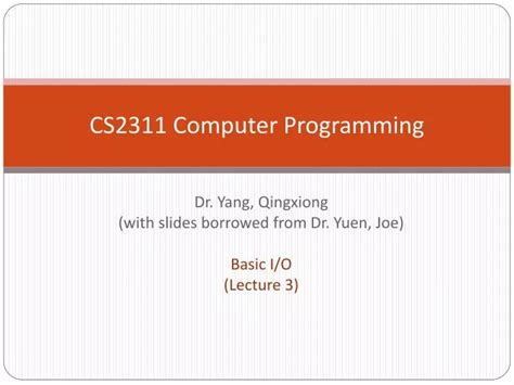 Ppt Cs2311 Computer Programming Powerpoint Presentation Free Download Id6228289