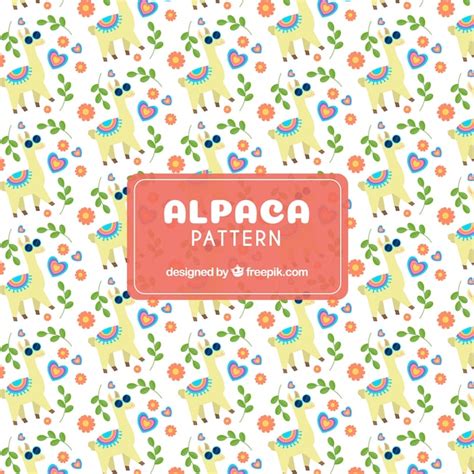 Free Vector Cute Alpaca Pattern With Elements