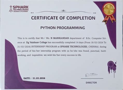 🐍 Python Internship Milestone Manikandan Nirendran