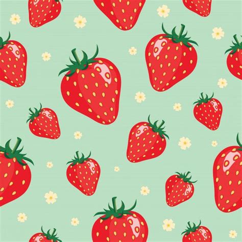 Клубничный узор фона Strawberry Pattern Background Retro Strawberry