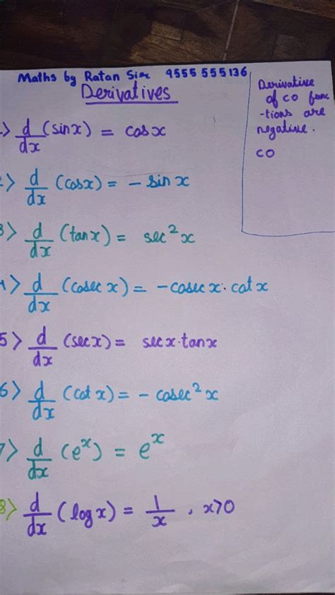 Differentiation Formulae