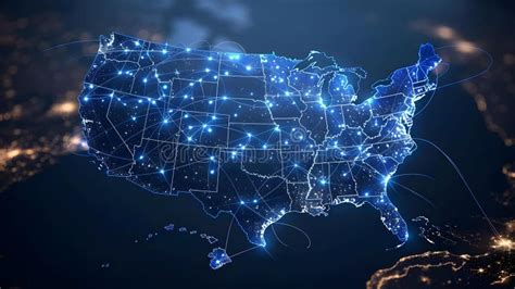 Us Data Network Map Connectivity Across America Concept Internet Infrastructure Network