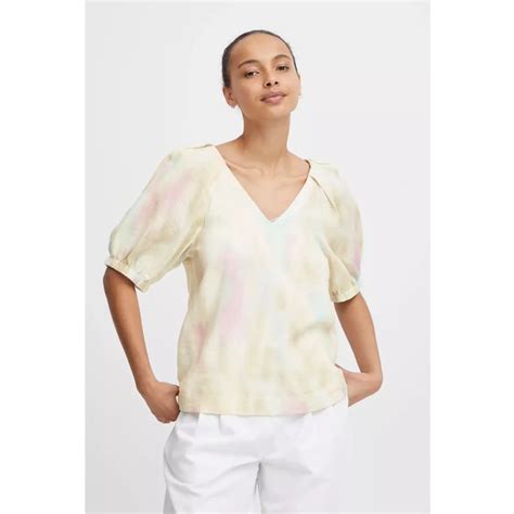 Byoung Byihamma Blouse Beigeblauw Mix Bijmaris