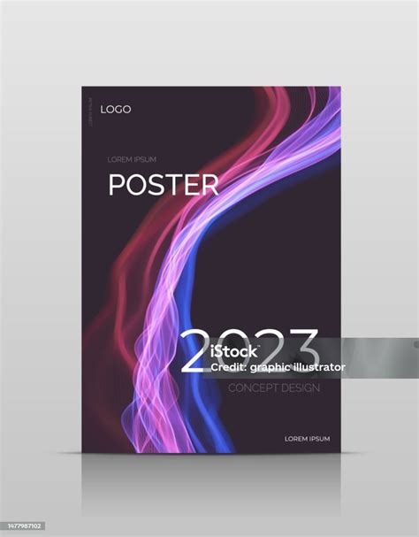 커버 웨이브 디자인 플라이어 모션 스타일 흐름 곡선 선 요소 네온 그라데이션 물결 모양 일러스트 네온에 대한 스톡 벡터 아트 및 기타 이미지 Istock