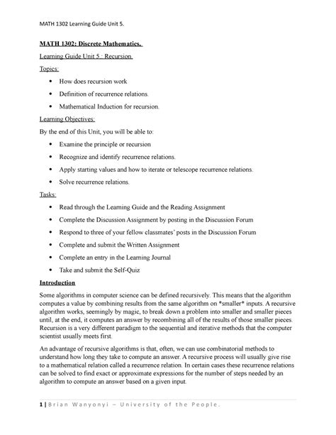 math 1302 learning guide unit 5 math 1302 discrete mathematics