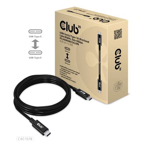 €33 45 1m 2 00m Club 3d Usb Anschlusskabel Pd Usb4 Gen3x2 Typ C Auf Usb4 Gen3x2 Typ