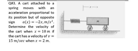 solved 3 a cart attached to a with spring moves