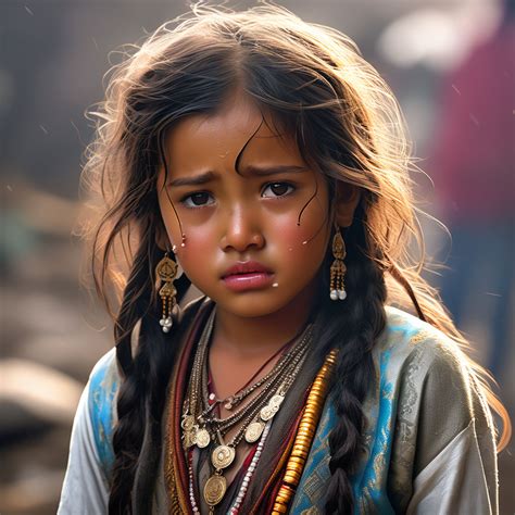 Kid Nepali Girl Crying Tear In Her Face Potrait By BroMR Gaming