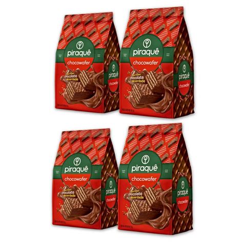 Kit 4un Piraquê Chocowafer 63g Rech E Cobertura Chocolate Shopee Brasil