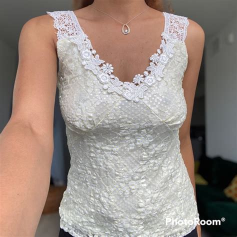 Tops Y K S White Lace Cami Small Poshmark