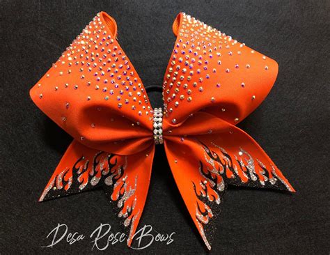 This Girl Is On Fire Cheer Bow Orange Black And Silver Etsy