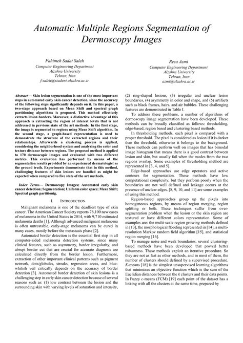 Pdf Automatic Multiple Regions Segmentation Of Dermoscopy Images