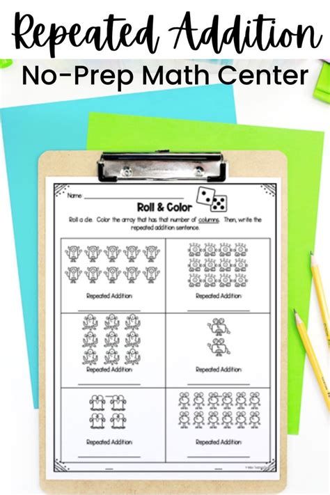 Arrays Repeated Addition Roll And Color Activity Or Math Center