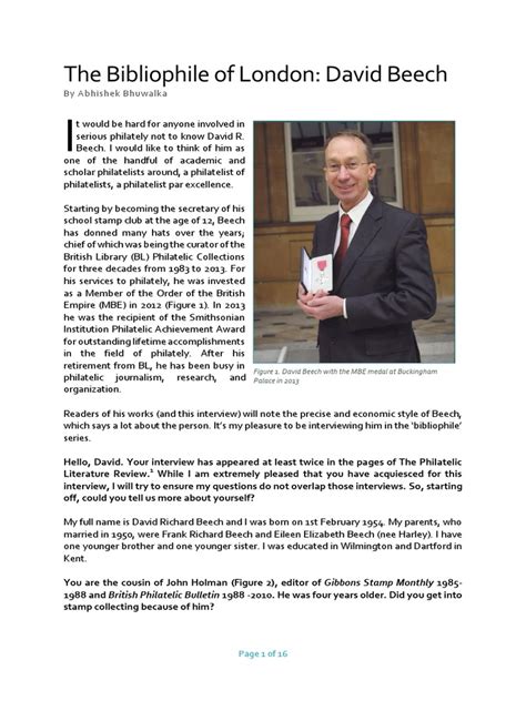 David Beech Interview Pdf Philately Written Communication