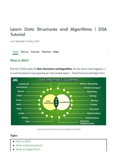 Data Structures And Algorithms Dsa Comprehensive Tutorial Guide Studocu
