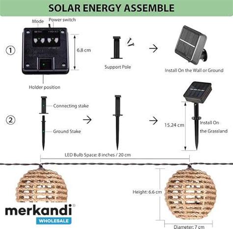 Waterdichte Zonnetuinverlichting Met Stuks Natuurlijke Henneptouwlantaarnlantaarn Op Zonne