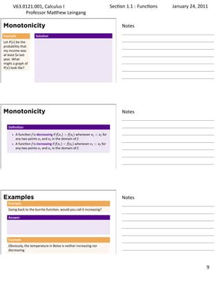 Lesson Functions And Their Representations Handout PDF