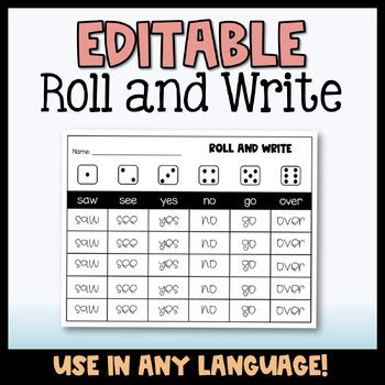 Editable Roll And Write By Classroom Creations By Catherine Coyle