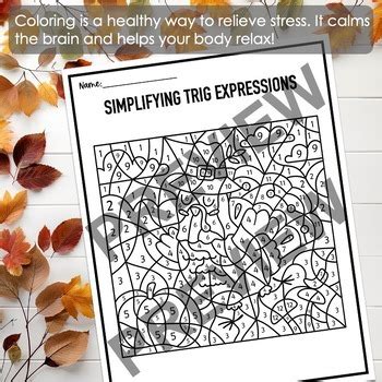 Simplifying Trigonometric Expressions Color By Number Thanksgiving Activity